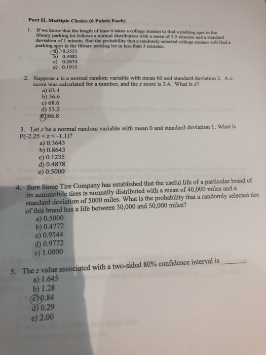 Solved Part II. Multiple Choice (6 Points Each) 1. If we | Chegg.com