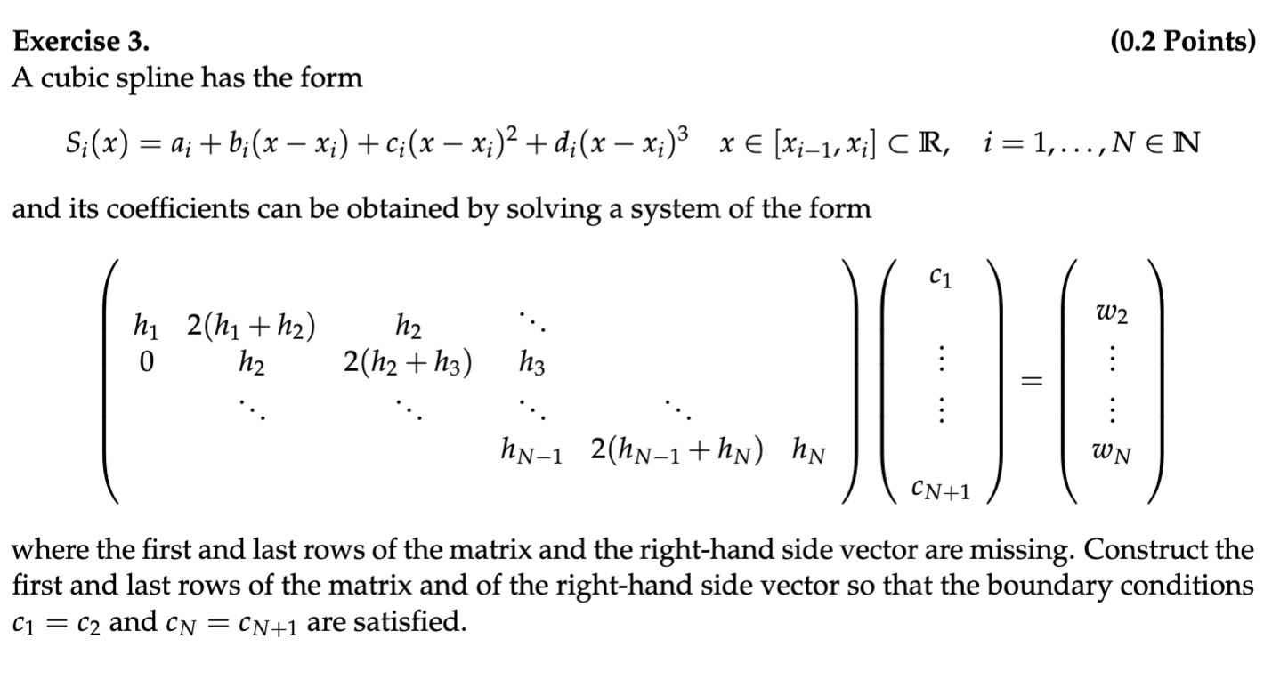 Solved Exercise 3. (0.2 Points) A cubic spline has the form | Chegg.com