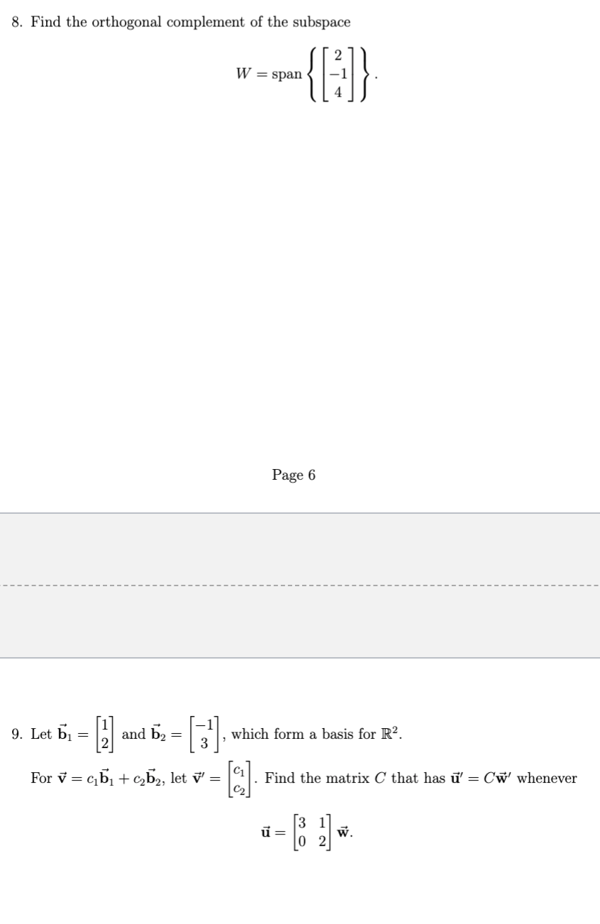 Solved 8. Find the orthogonal complement of the subspace | Chegg.com