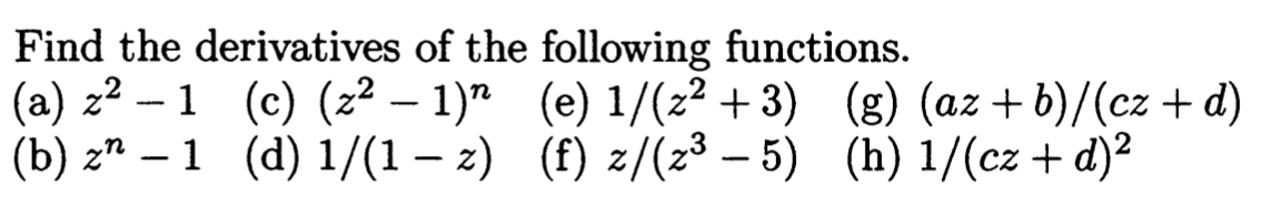 Solved Find the derivatives of the following functions. (a) | Chegg.com