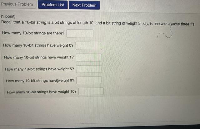 Solved Recall that a 10-bit string is a bit strings of | Chegg.com Solved Recall that a 10-bit string is a bit strings of | Chegg.com