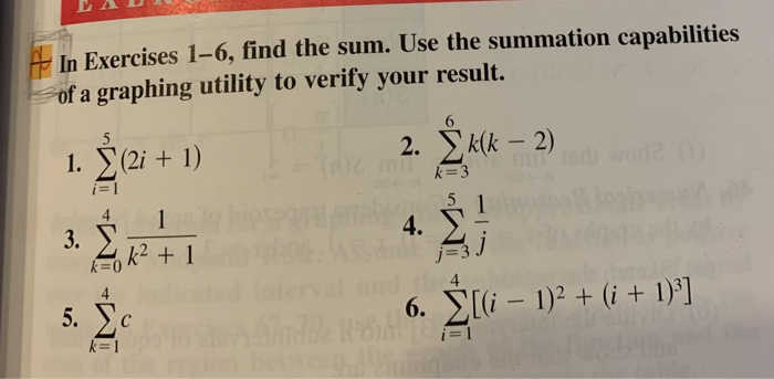 Solved In Exercises 1-6, find the sum. Use the summation | Chegg.com
