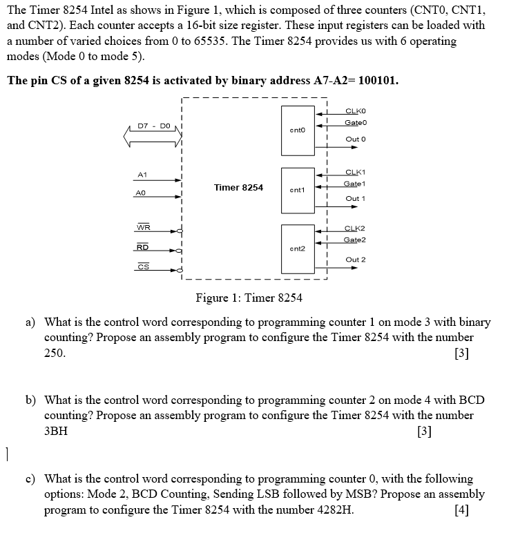 Solved The Timer 8254 Intel as shows in Figure 1, which is | Chegg.com