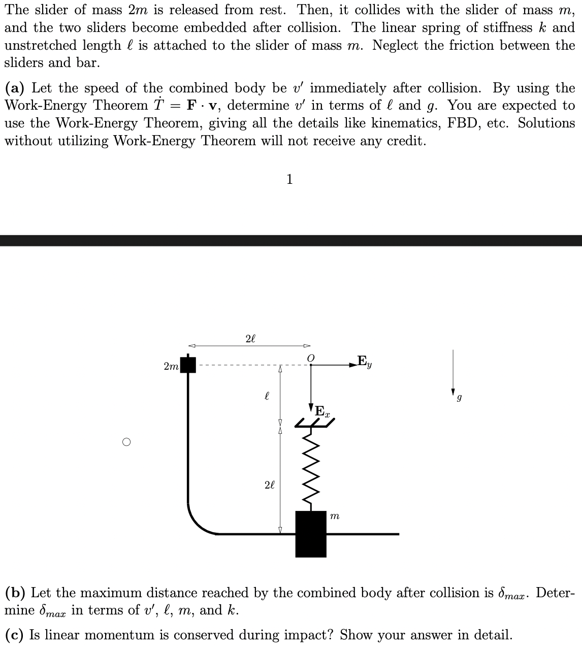 Solved The slider of mass \( 2 ﻿m \) ﻿is released from rest. | Chegg.com