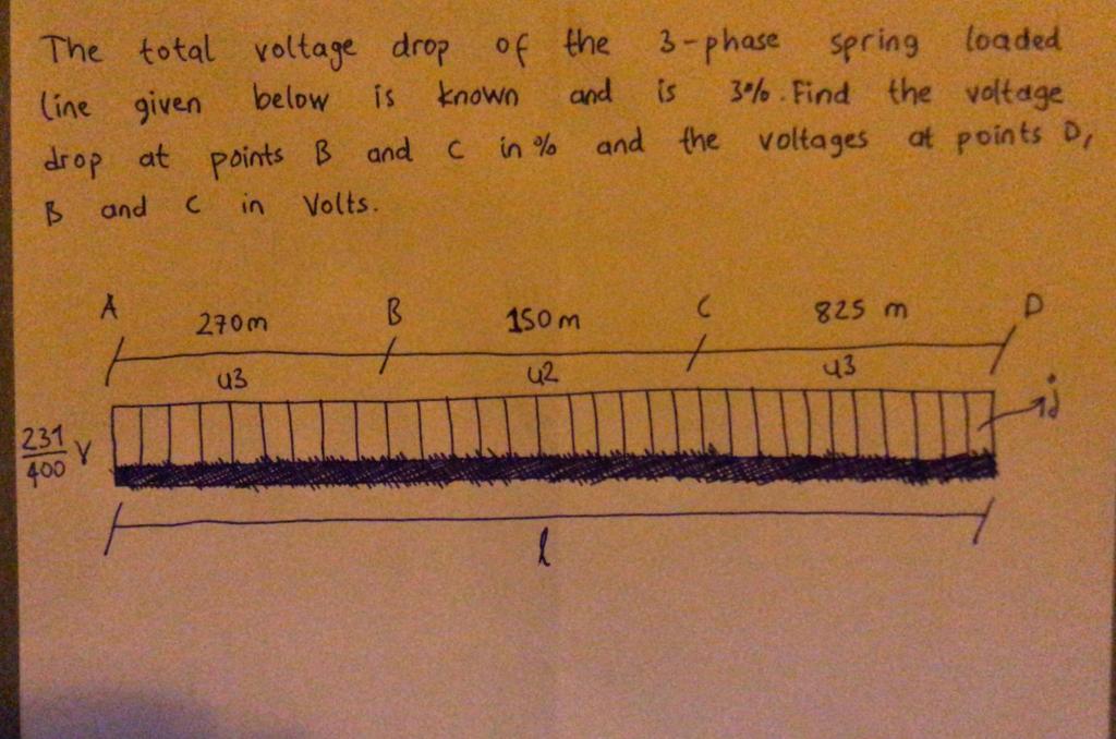 Solved The total voltage drop of the 3-phase spring loaded | Chegg.com