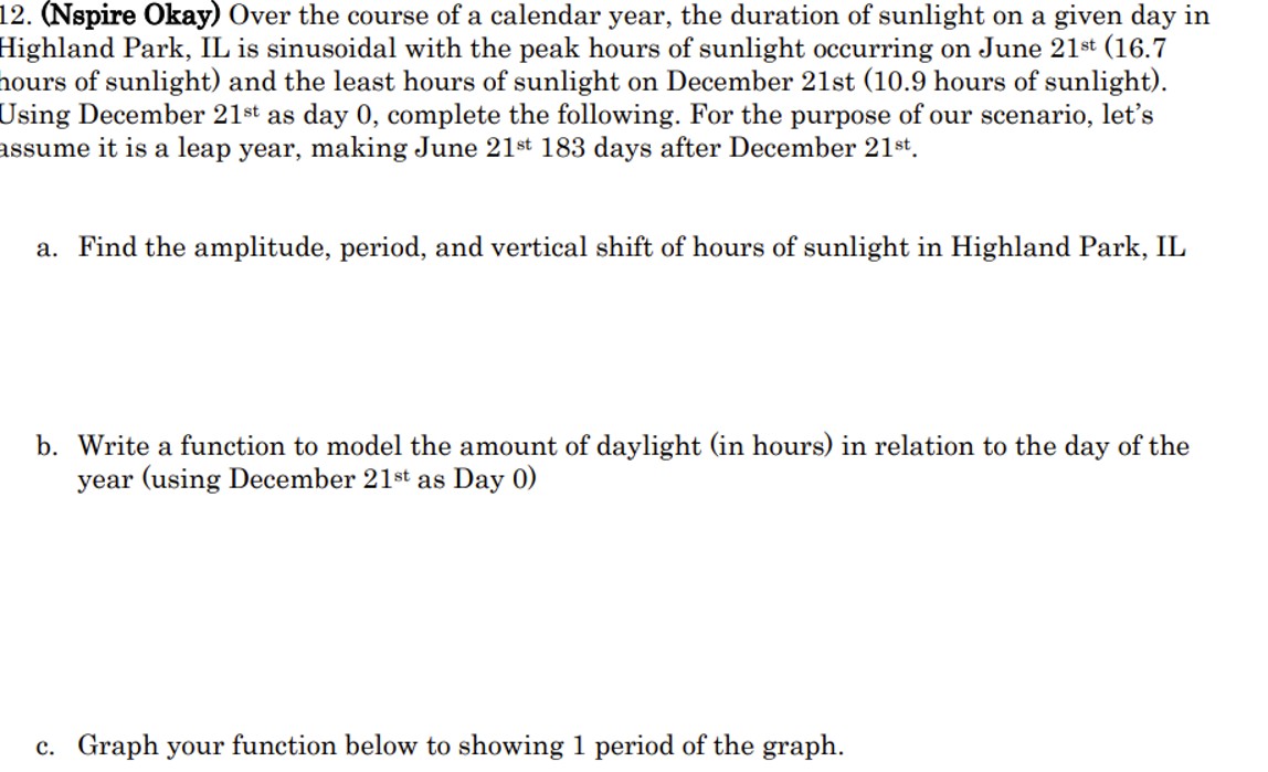 Solved (Nspire Okay) ﻿Over the course of a calendar year, | Chegg.com