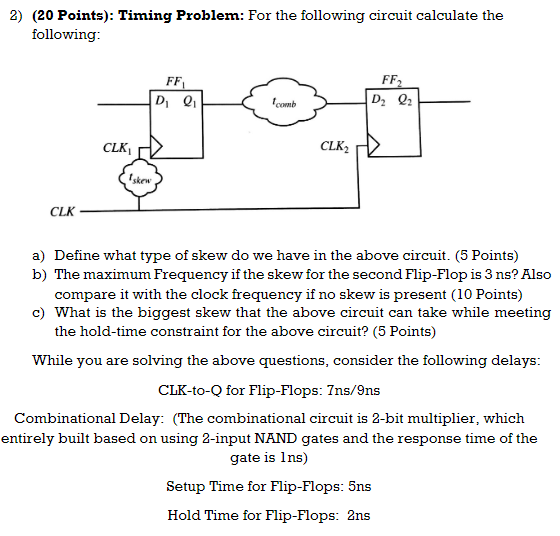 Solved (20 ﻿Points): Timing Problem: For the following | Chegg.com