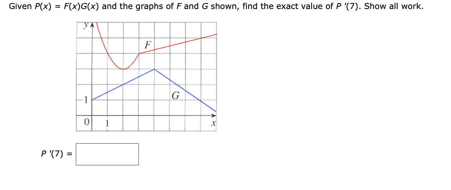 Solved Given P(x) = F(x)G(x) and the graphs of Fand G shown, | Chegg.com