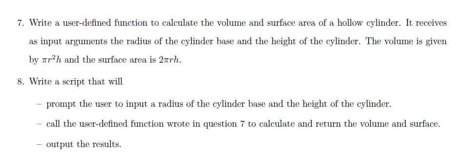Solved 7. Write a user-defined function to calculate the | Chegg.com