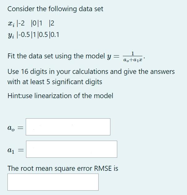 Solved Consider the following data set | Chegg.com