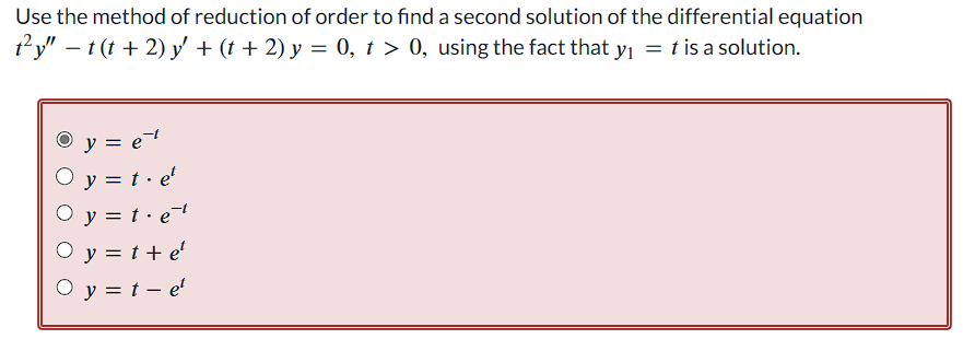 Solved Use the method of reduction of order to find a second | Chegg.com