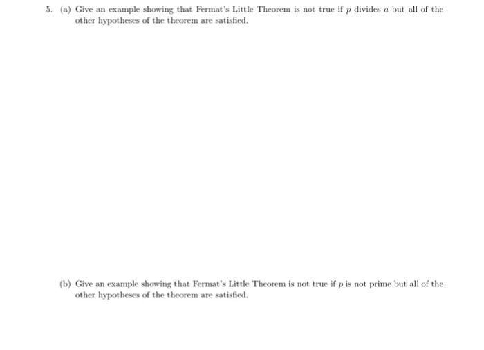 Solved Give an example showing that Fermat's Little Theorem | Chegg.com