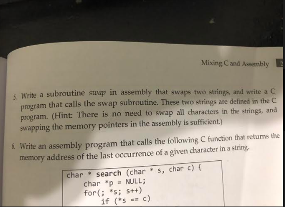 Solved Mixing C and Assembly Nrite a subroutine swap in | Chegg.com Solved Mixing C and Assembly Nrite a subroutine swap in | Chegg.com