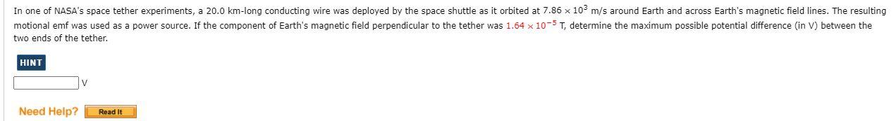 Solved In one of NASA's space tether experiments, a 20.0 | Chegg.com