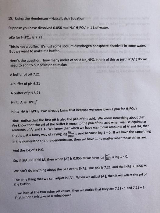 Solved 10. Buffers Write equations to show what happens | Chegg.com