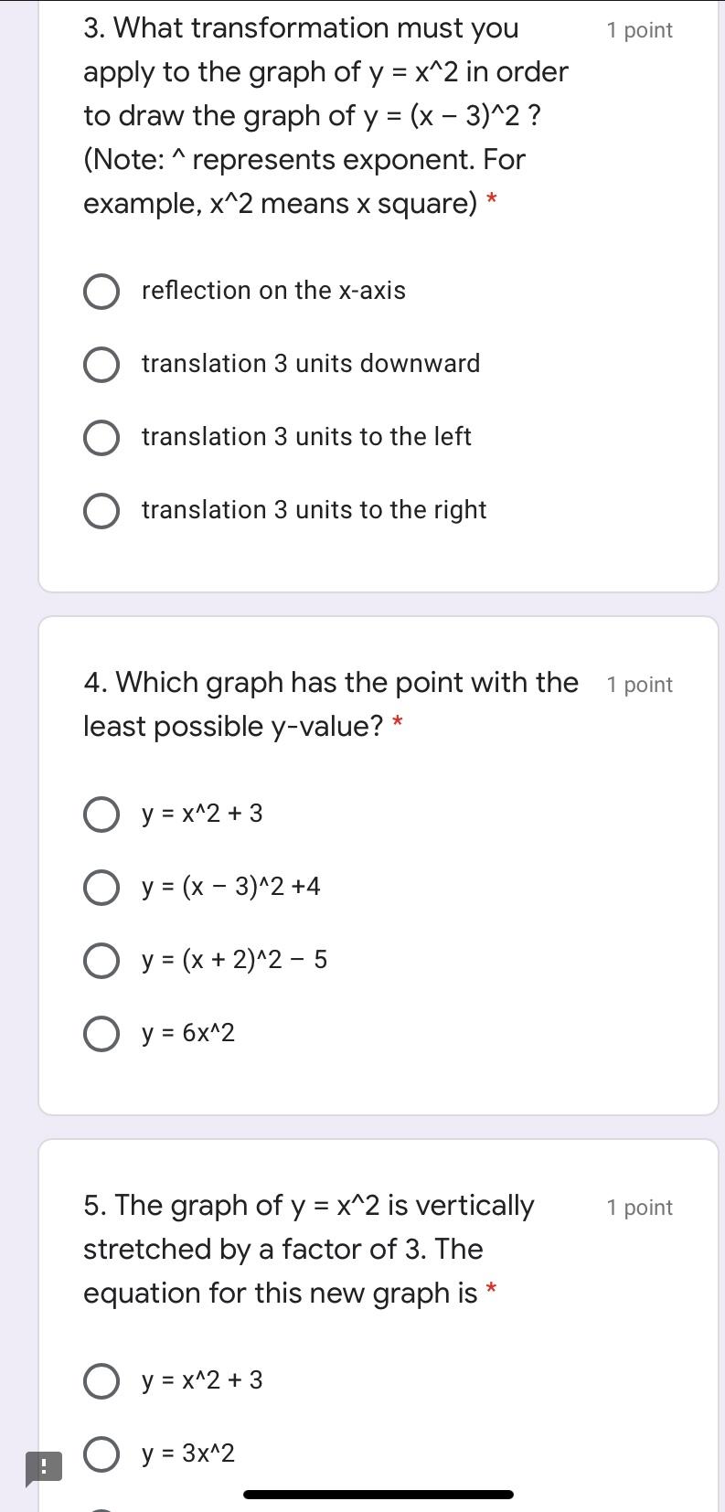 Solved 1 point 3. What transformation must you apply to the | Chegg.com