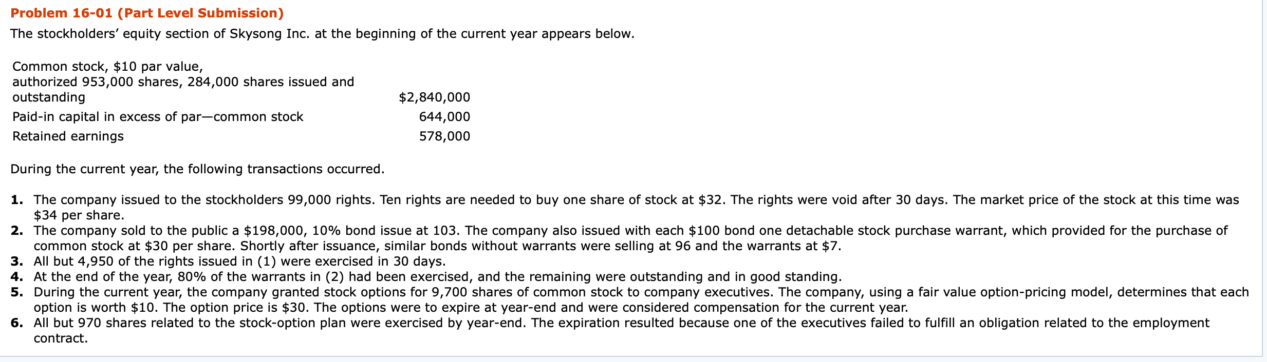 Solved Problem 16-01 (Part Level Submission) The | Chegg.com
