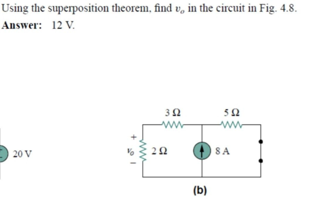 Solved Using the superposition theorem, find v, in the | Chegg.com