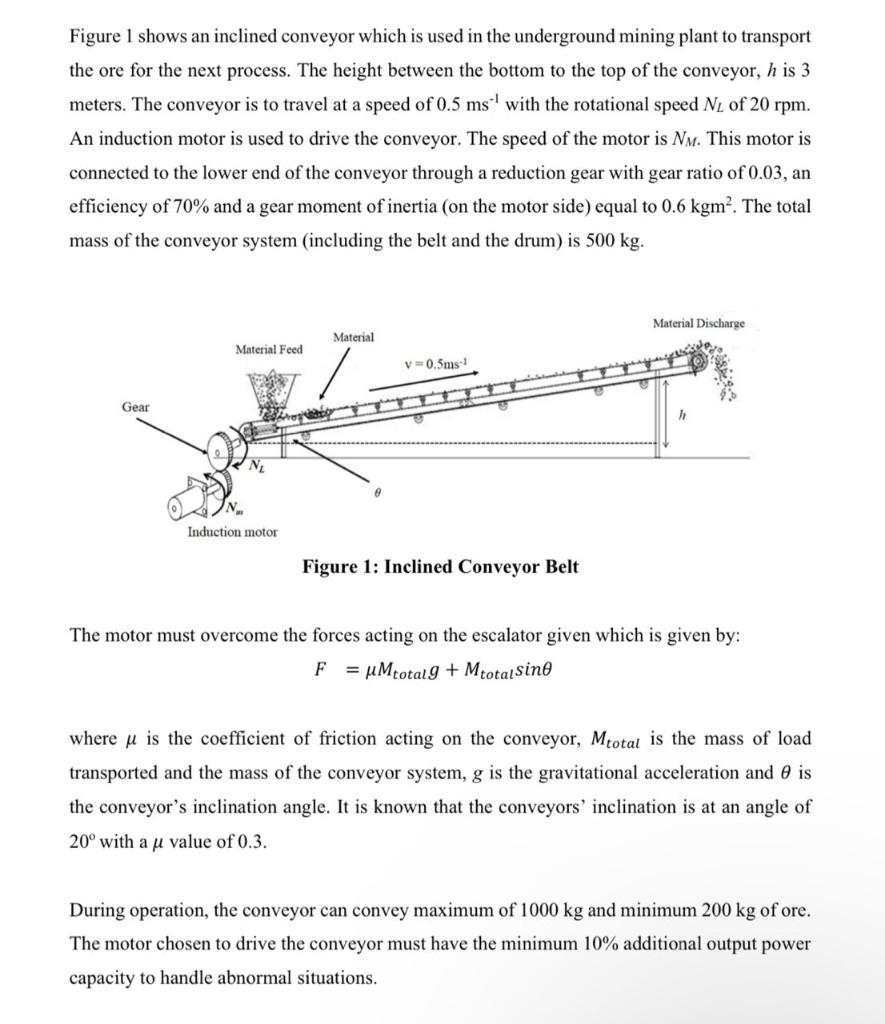 Figure 1 shows an inclined conveyor which is used in | Chegg.com