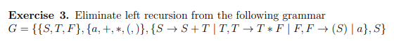 Solved Exercise 3 Eliminate Left Recursion From The 