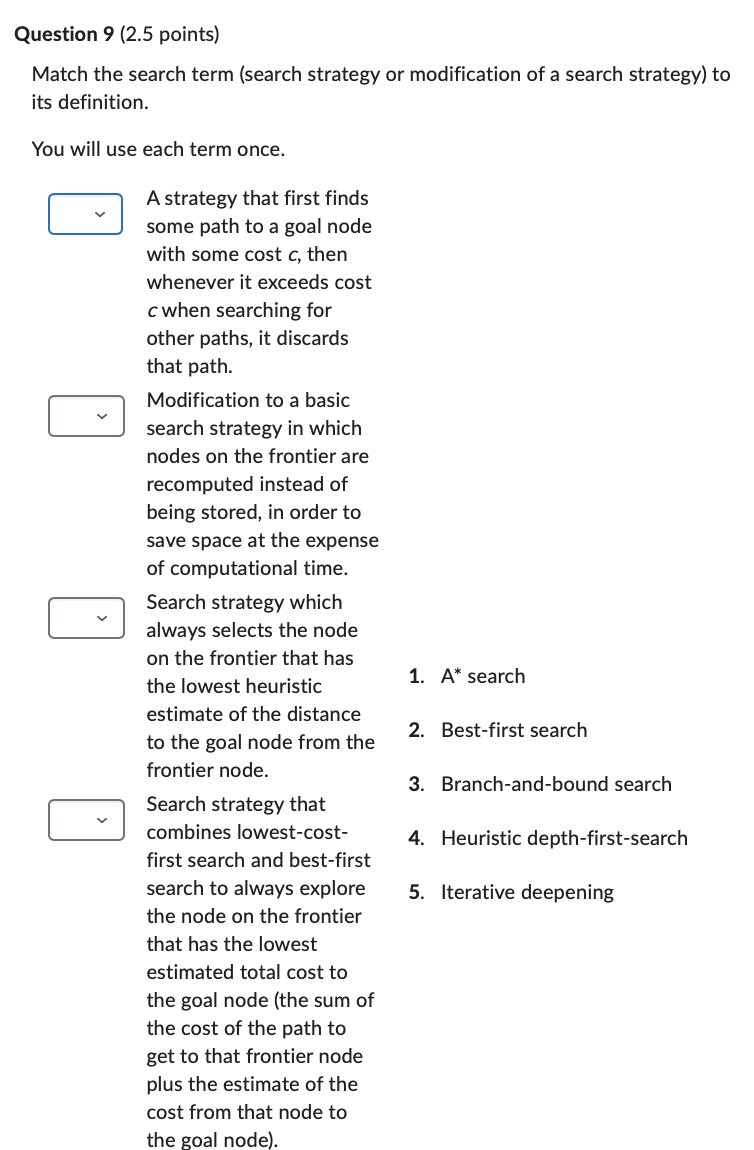 Solved For the A∗ Search problems, consider the following | Chegg.com
