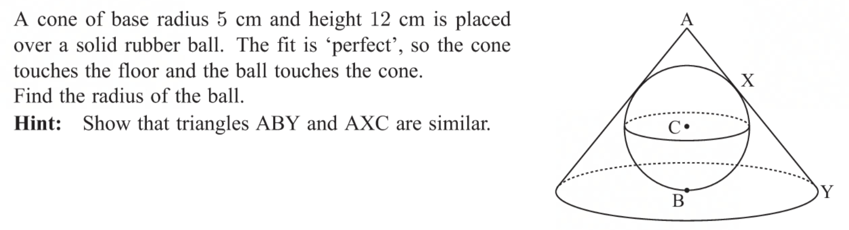 Solved A A cone of base radius 5 cm and height 12 cm is | Chegg.com