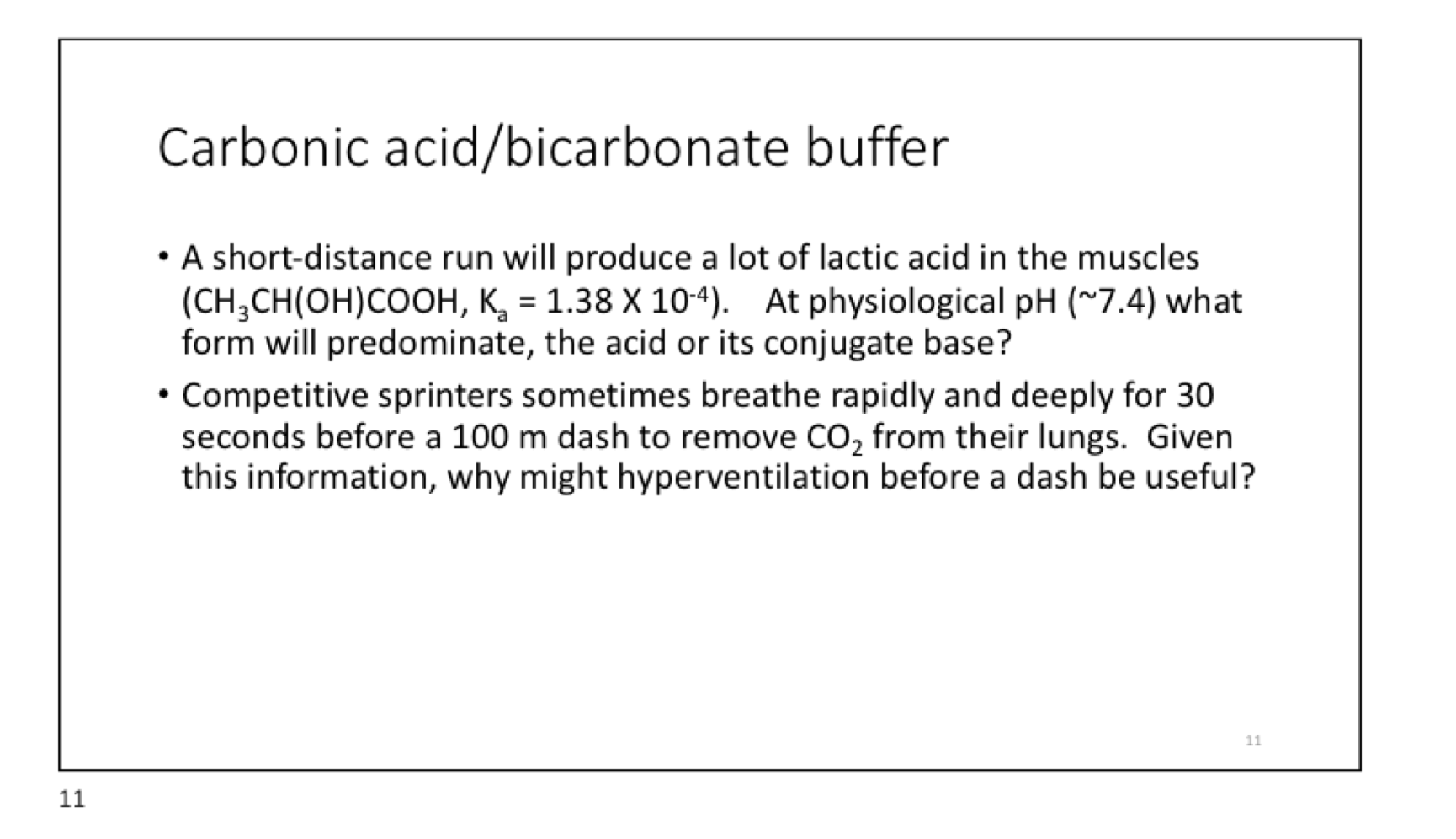 Solved Carbonic acid/bicarbonate buffer - A short-distance | Chegg.com