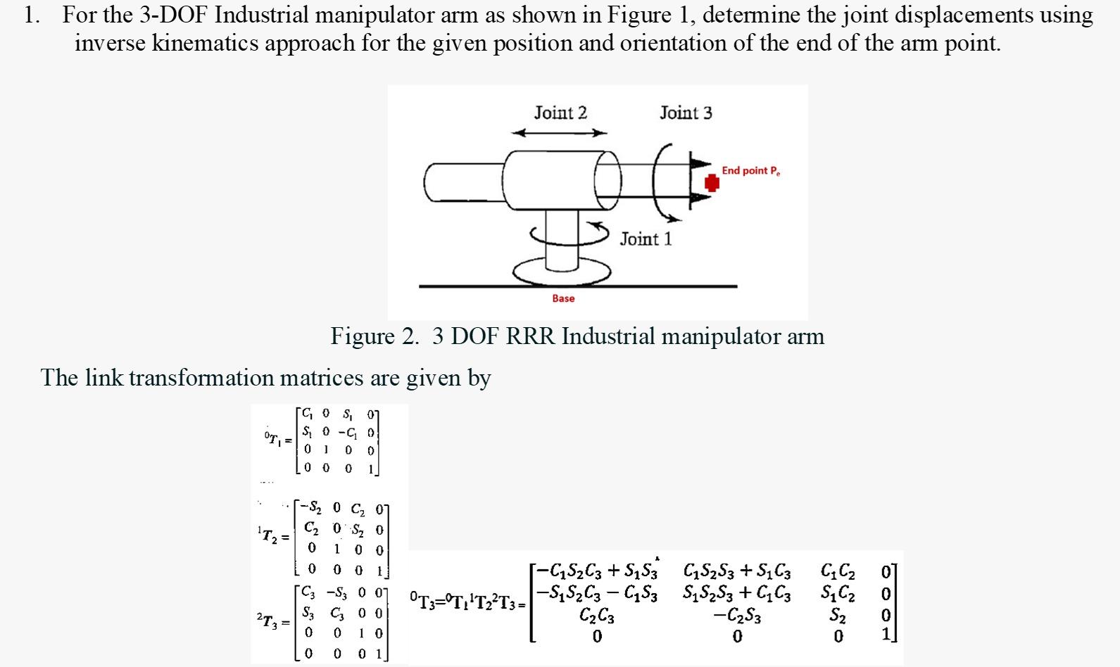 1. For the 3-DOF Industrial manipulator arm as shown | Chegg.com