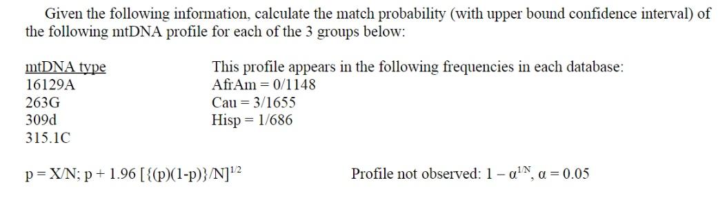 Solved Given the following information, calculate the match | Chegg.com