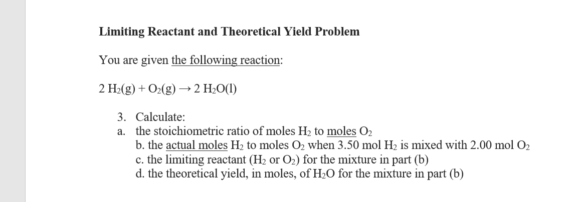 Solved Limiting Reactant and Theoretical Yield Problem You | Chegg.com