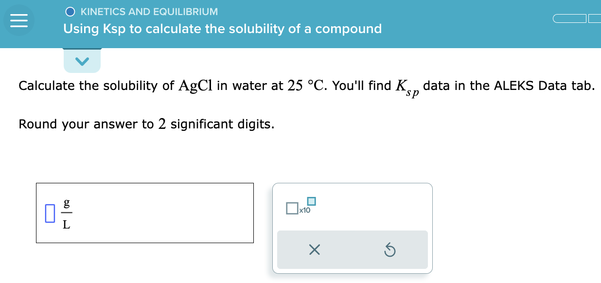 Solved Calculate the solubility of AgCl in water at 25∘C. | Chegg.com