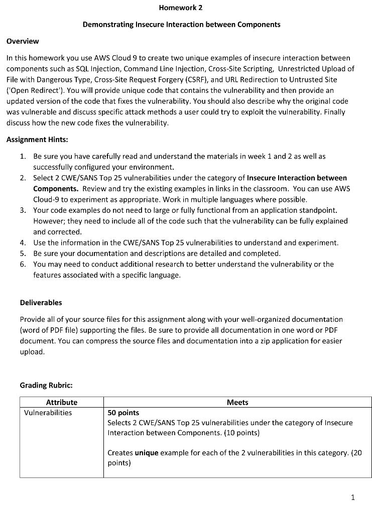 Solved Homework 2 Demonstrating Insecure Interaction between | Chegg.com
