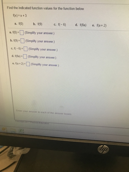 Solved Find The Indicated Function Values For The Function 1784