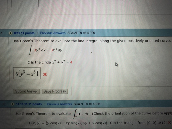 Solved 5. 0/11.11 points | Previous Answers SCalcET8 | Chegg.com
