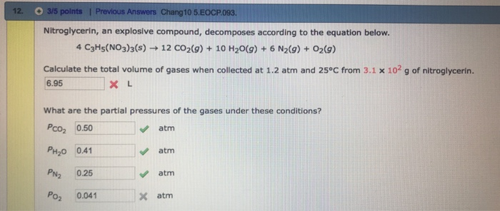 Solved 12 3/5 points | Previous Answers Chang10 5.EOCP 093 | Chegg.com