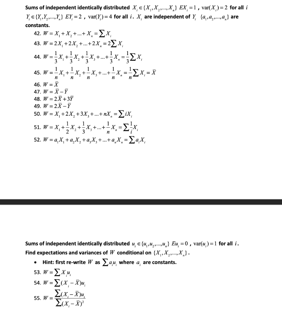 Solved Sums of independent identically distributed X₁ € {X₁, | Chegg.com