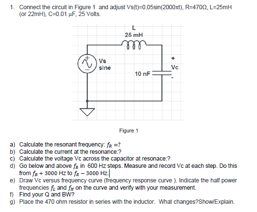 Solved Connect the circuit in Figure 1 and adjust Vs(t)=0.05 | Chegg.com
