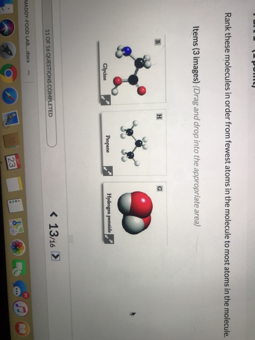 Solved Rank these molecules in order from fewest atoms in | Chegg.com