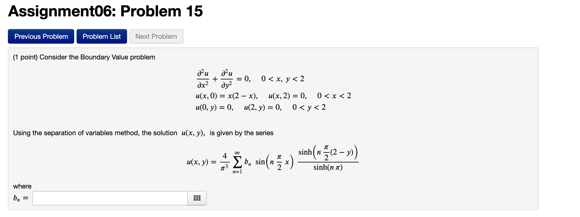 Solved Assignment06 Problem 15 Problem List Next Problem 