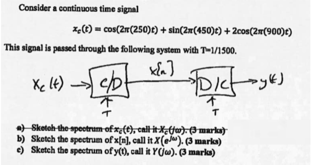 Solved Consider a continuous time signal xc(t) = | Chegg.com