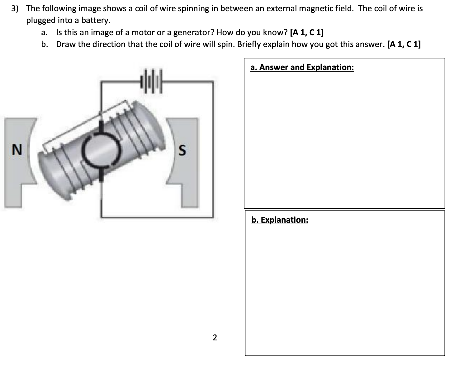 Solved 3) The following image shows a coil of wire spinning | Chegg.com