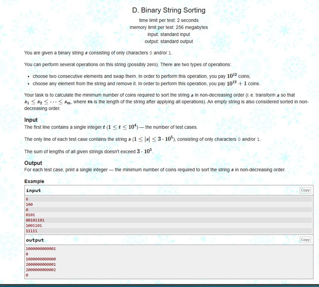Solved D binary String Sortingtime Limit Per Test 2