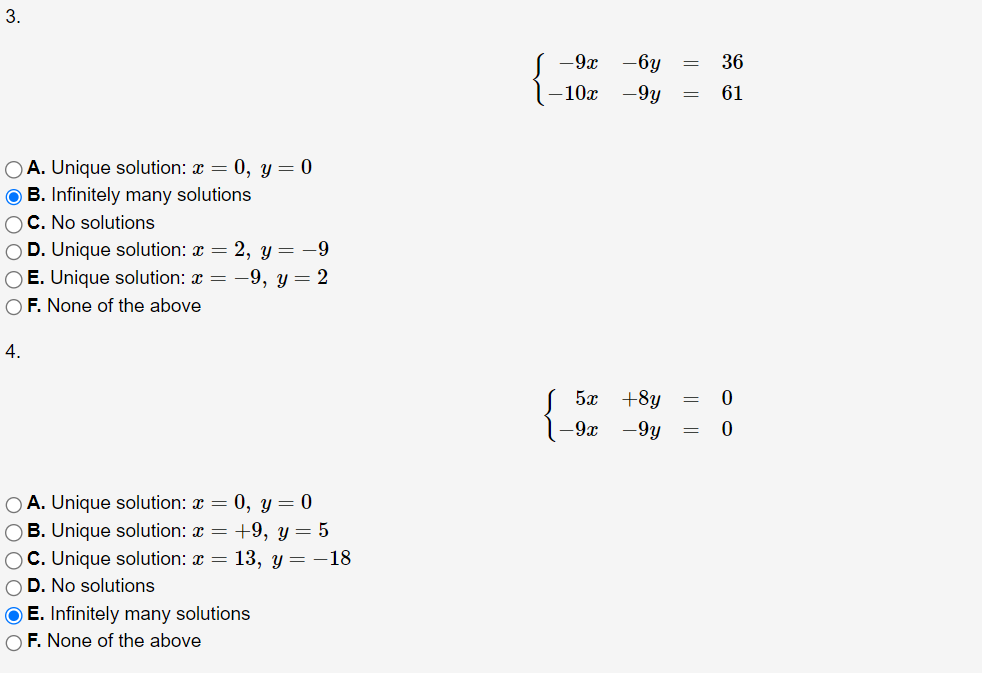 Solved Eor each system, determine whether it has a unique | Chegg.com