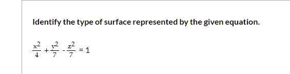 Solved Identify the type of surface represented by the given | Chegg.com