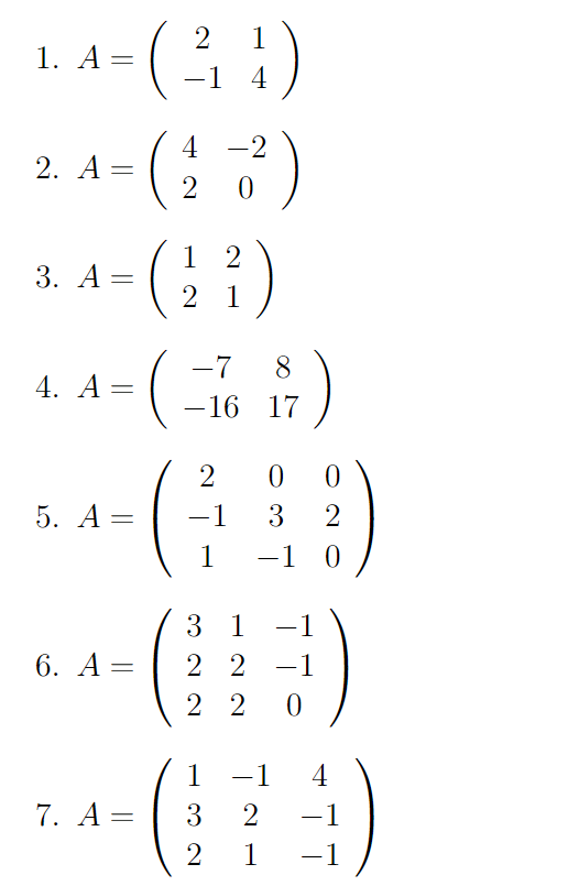 Solved Problem 1 For each matrix A E Mmxn(R), determine: (0) | Chegg.com