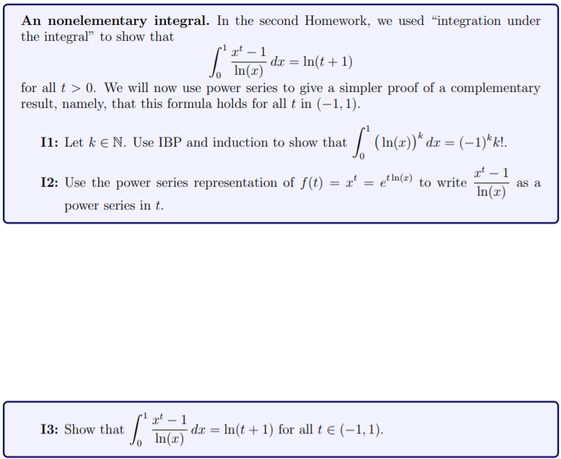 Solved An nonelementary integral. In the second Homework, we | Chegg.com
