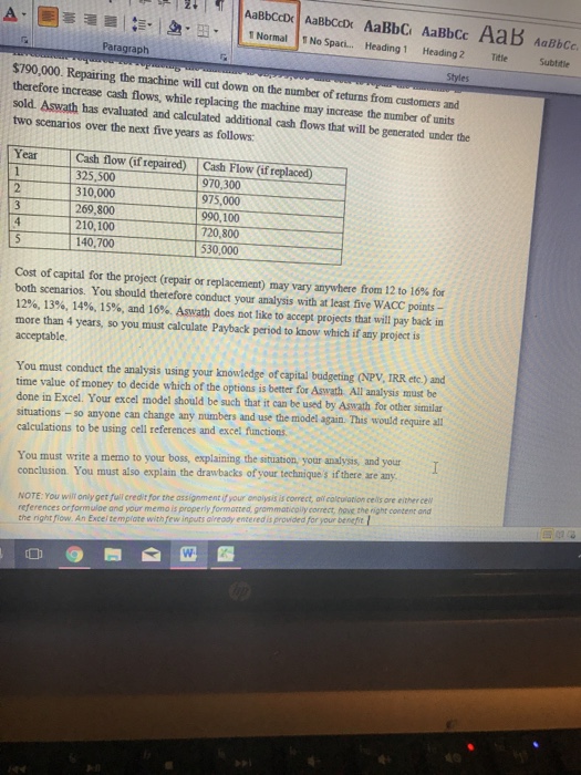 Solved excel assignment-F17-1-Microsoft Word ilings | Chegg.com