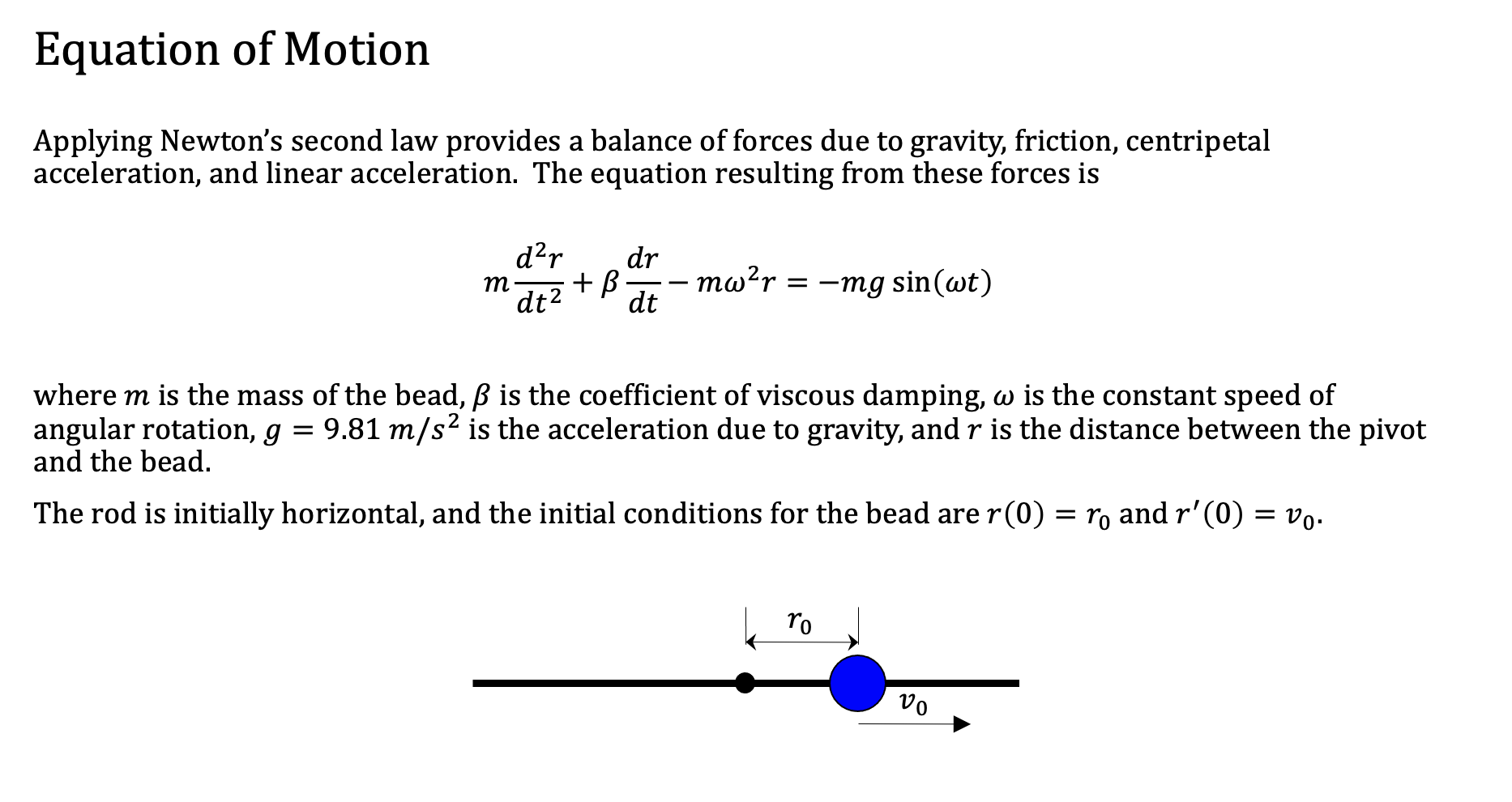 Solved Equation of Motion Applying Newton's second law | Chegg.com