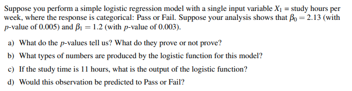Solved Suppose you perform a simple logistic regression | Chegg.com