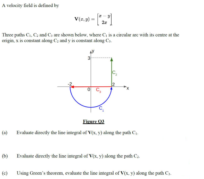 Solved A velocity field is defined by V(x,y)=[x−y2x] Three | Chegg.com